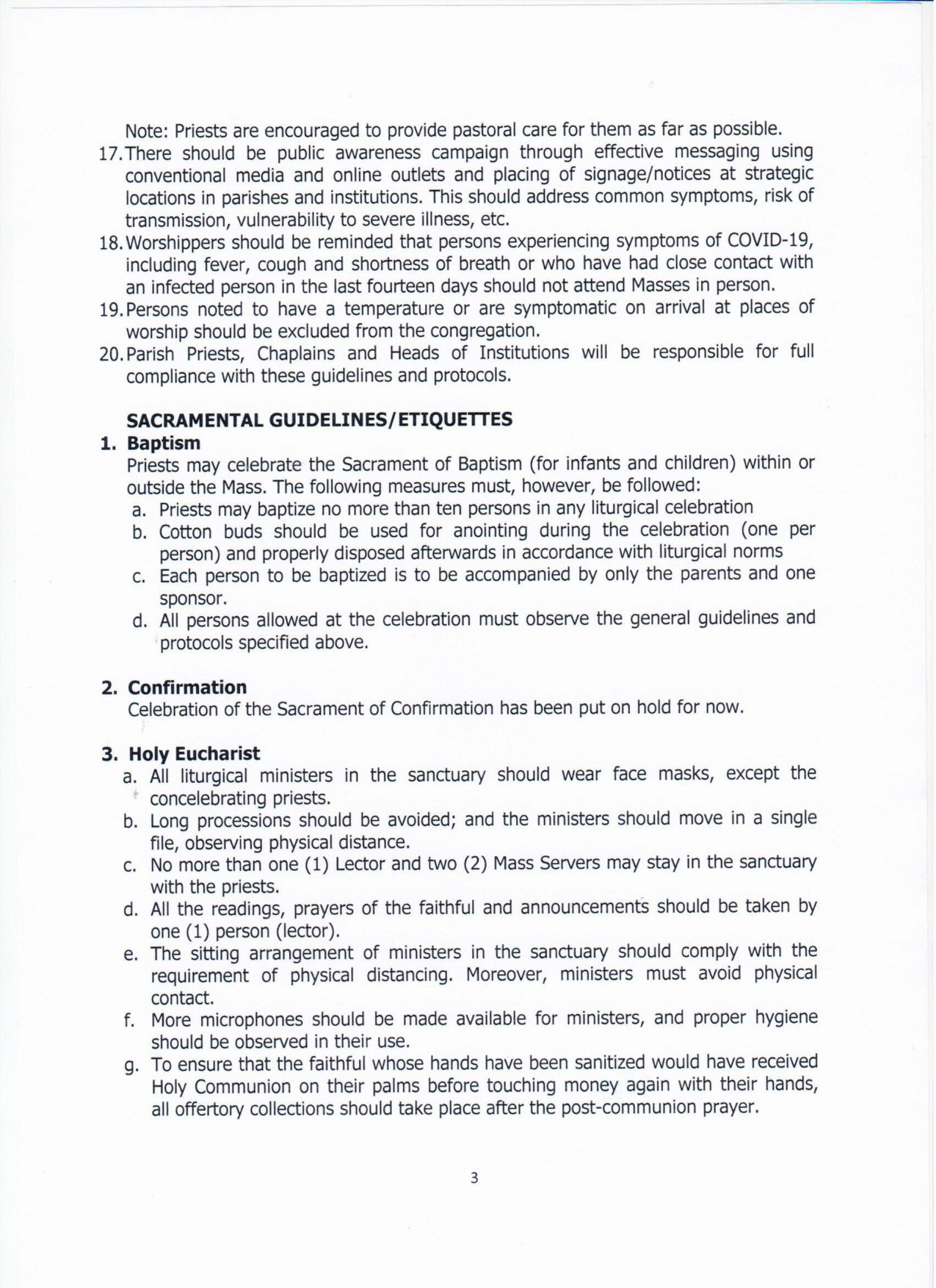 GUIDELINES AND PROTOCOLS FOR THE RESUMPTION OF PUBLIC LITURGICAL ...